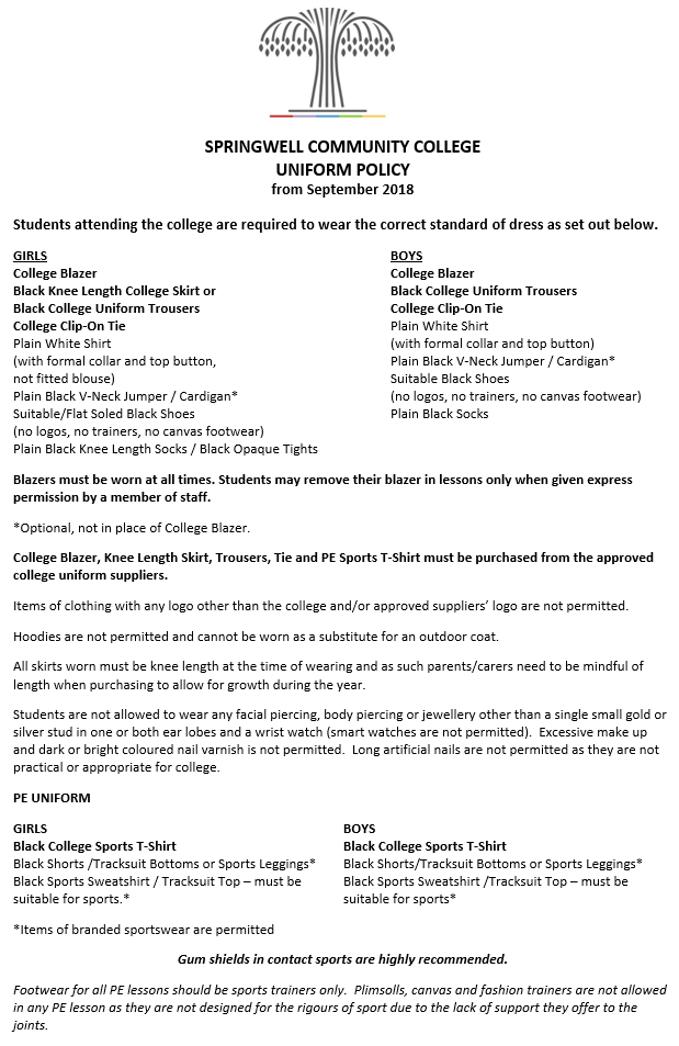 Uniform - Springwell Community College